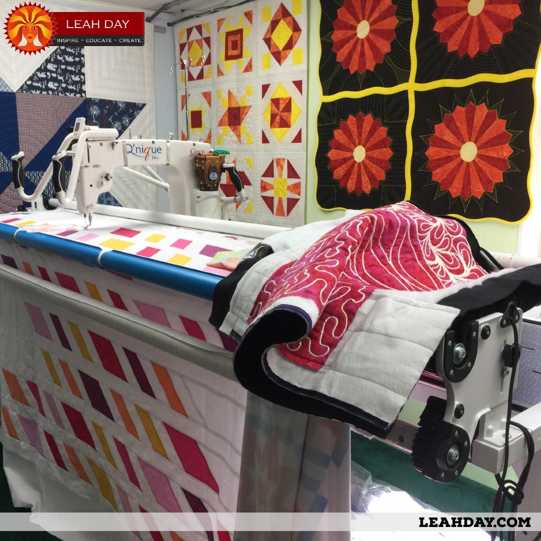 Beginner Method to Load a Rolling Rail Longarm Quilting Frame – LeahDay.com